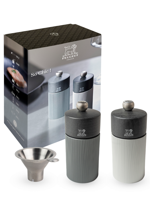So chic Duo line carbon peper- en zoutmolens, 12 cm en inox trechter in ...